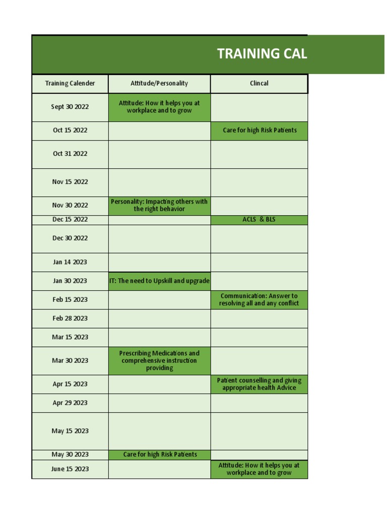 Training Calendar | PDF | Psychological Concepts | Social Programs