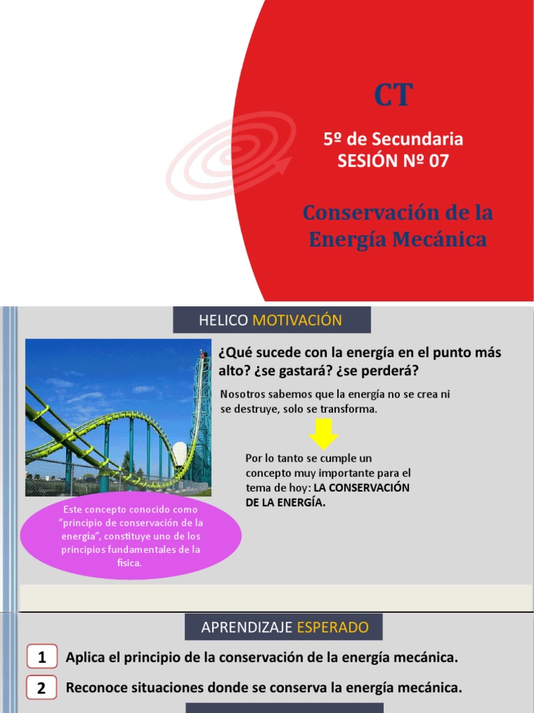 Sesion 07 CONSERVACIÓN ENERGÍA MECÁNICA | PDF | Ciencia y matemáticas