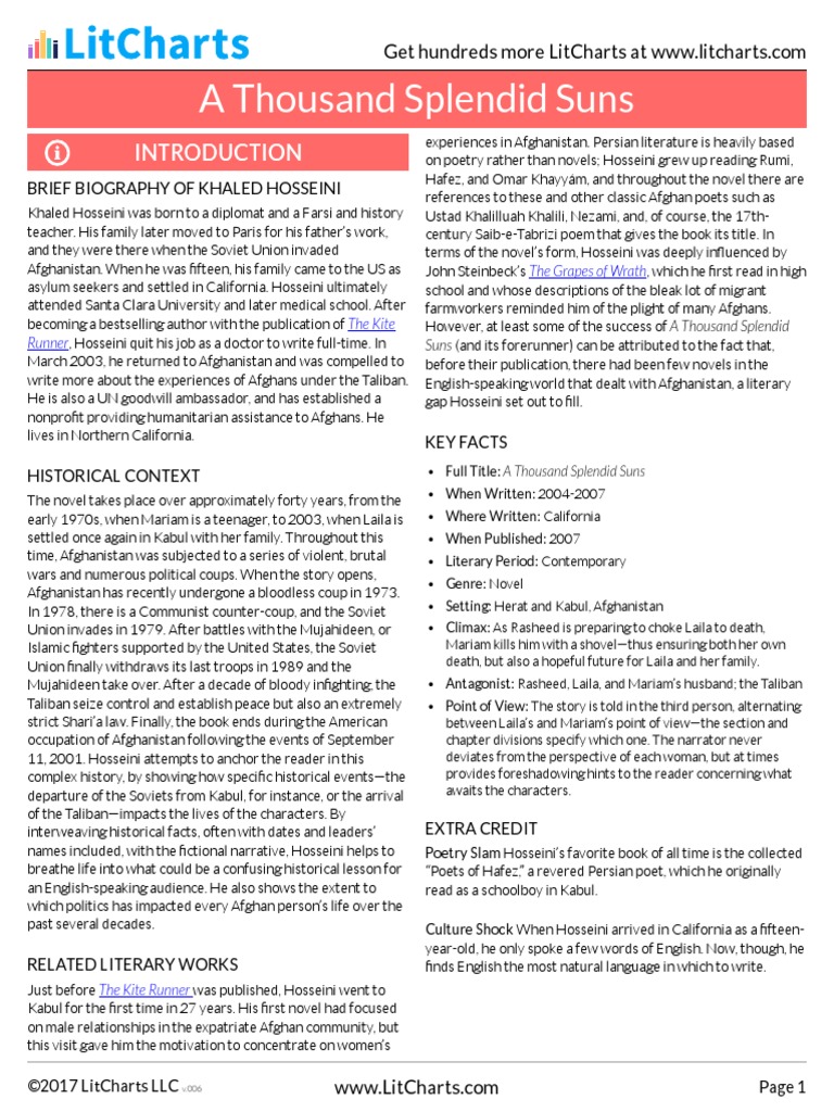 A Thousand Splendid Suns LitChart | PDF