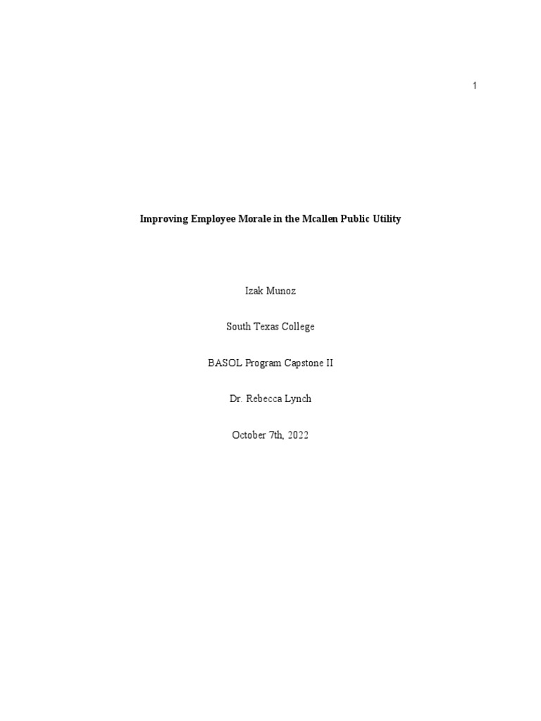 Capstone II Final Paper | PDF | Leadership | Job Satisfaction
