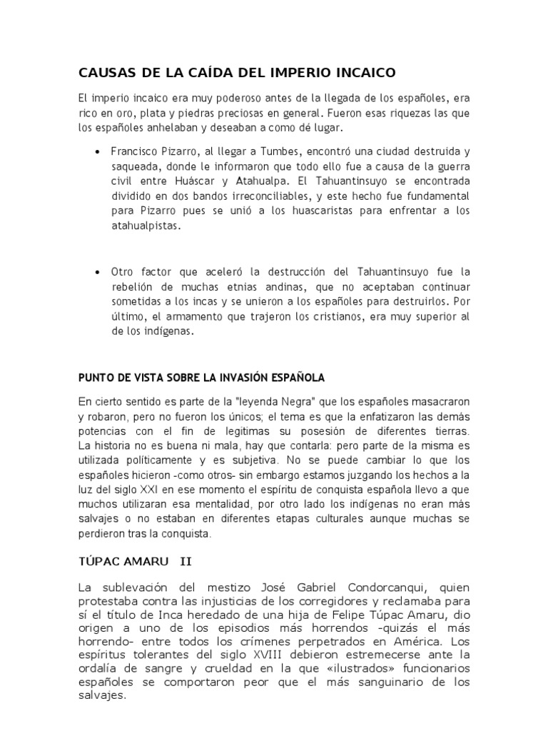 Causas de La Caída Del Imperio Incaico | PDF | Imperio Inca | Imperio ...