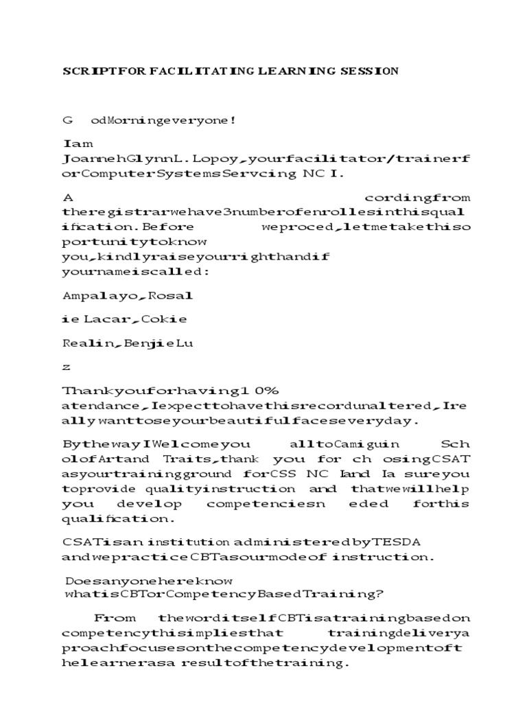 Script For Facilitating Learning Session | PDF | Computer Network | Wi Fi Script For Facilitating Learning Session | PDF | Computer Network | Wi Fi