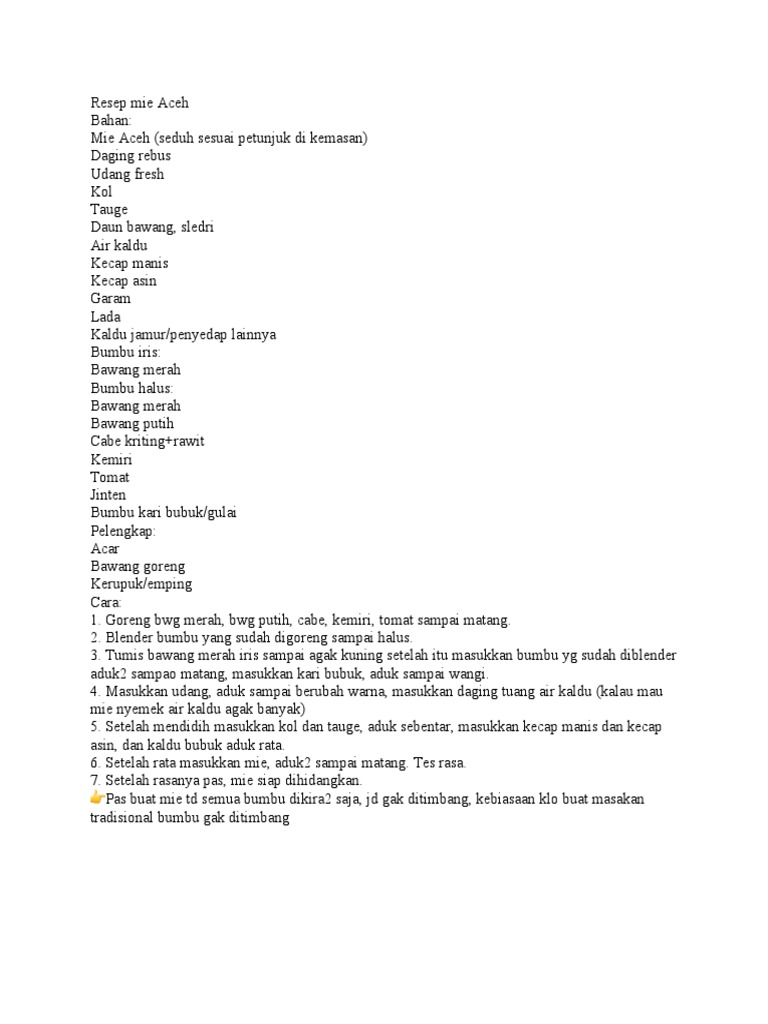Resep Mie | PDF