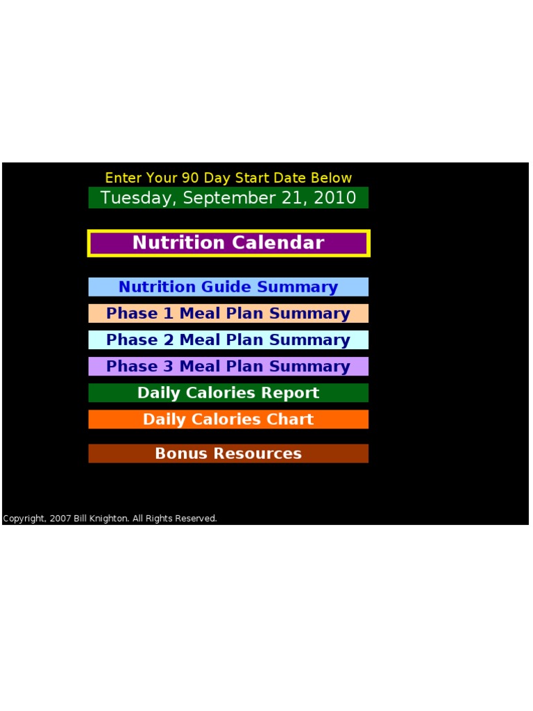 P90x Nutrition Plan | PDF | Salad | Food Energy