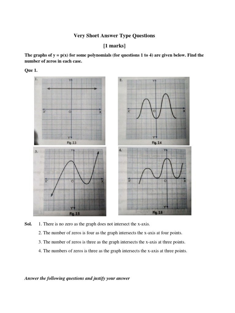 Xam Idea Maths Solutions Class 10 Chapter 2 Polynomials | PDF | Zero Of ...