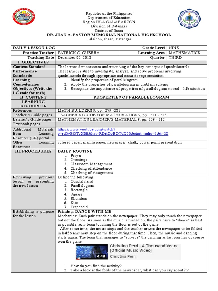 Dll-Properties of Parallelogram | PDF | Angle | Elementary Geometry