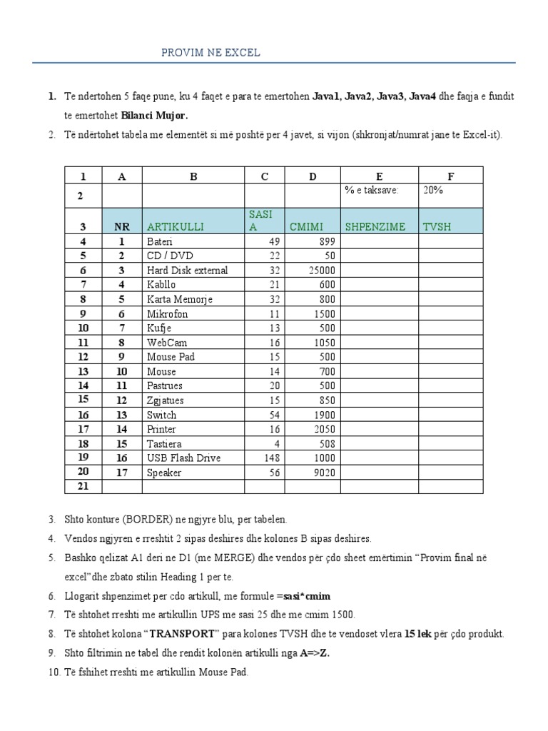 Provim Ne Excel | PDF