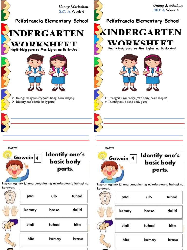 Mga Bahagi ng Katawan Worksheets | PDF