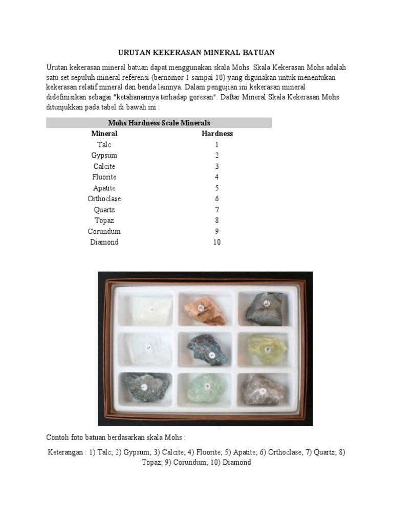Skala Kekerasan Mohs untuk Geologi | PDF