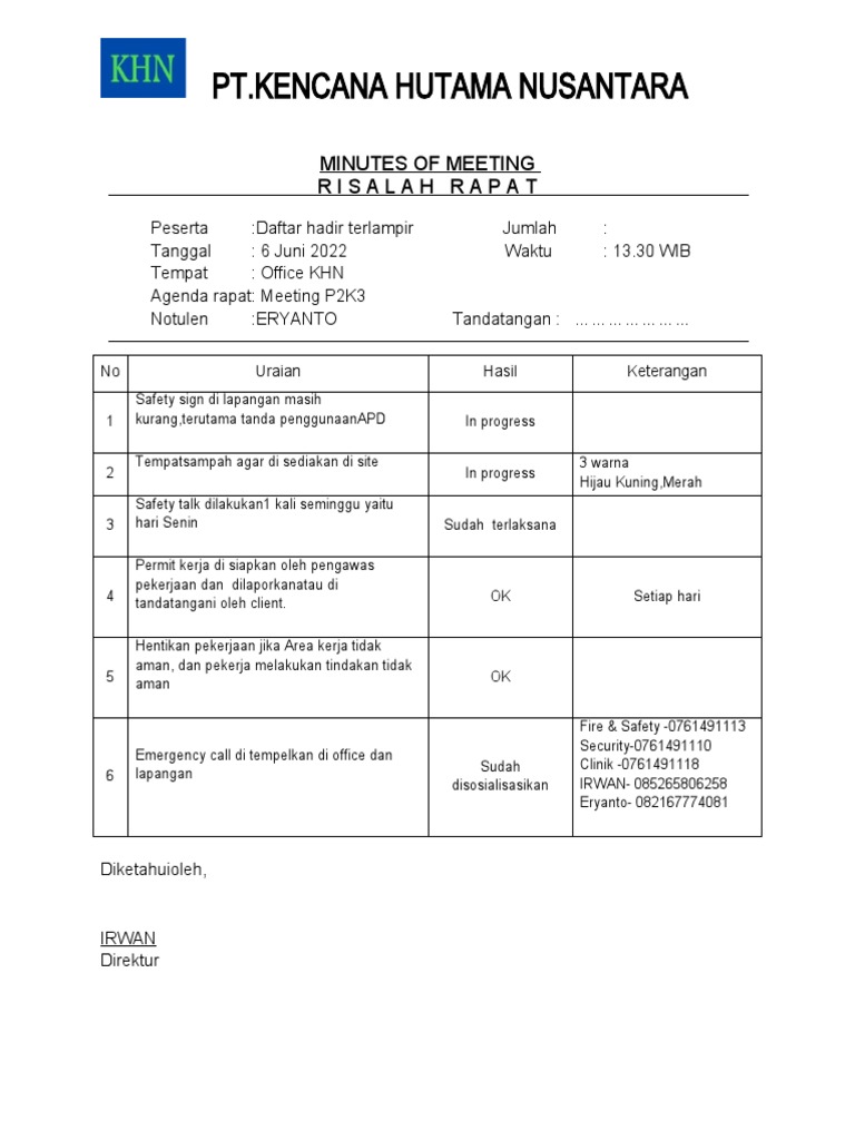 Mom Rapat P2K3 2022 | PDF
