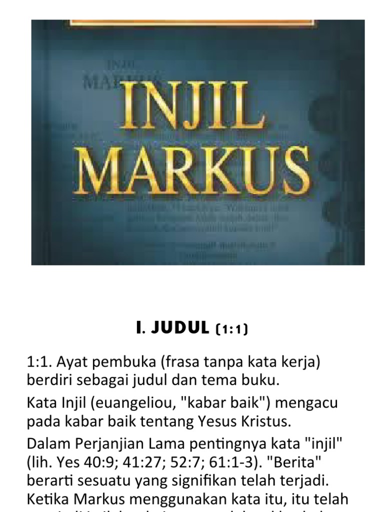 TAFSIR INJIL MARKUS | PDF