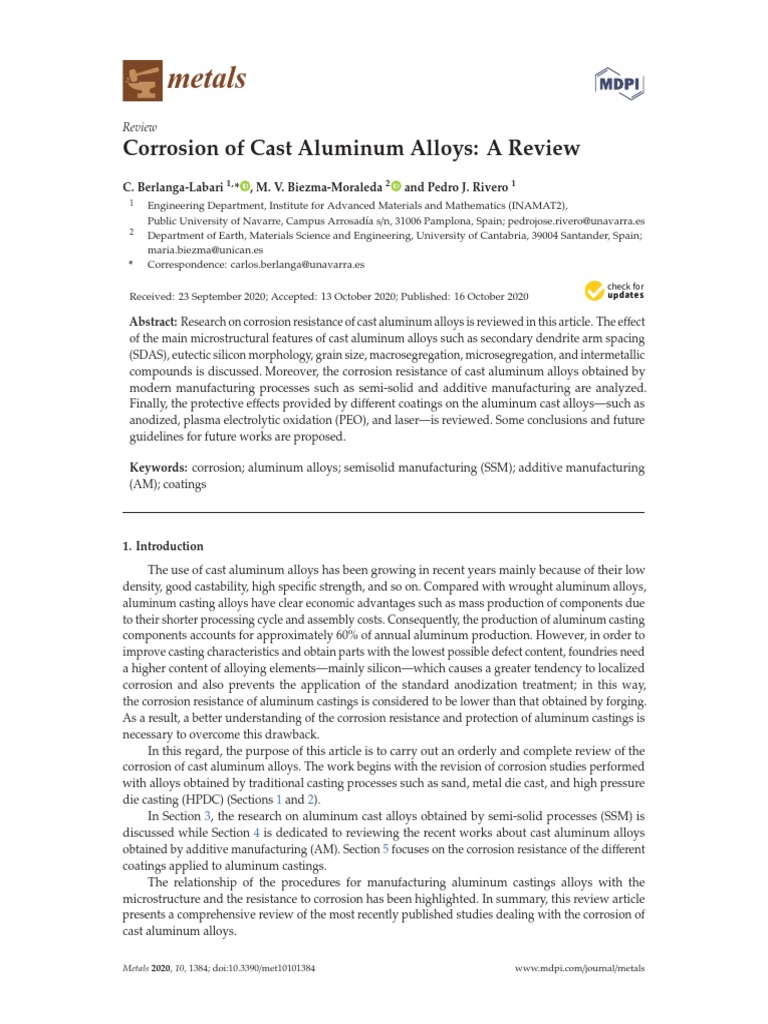 Cast Aluminum Alloy Corrosion Review | PDF | Corrosion | Aluminium