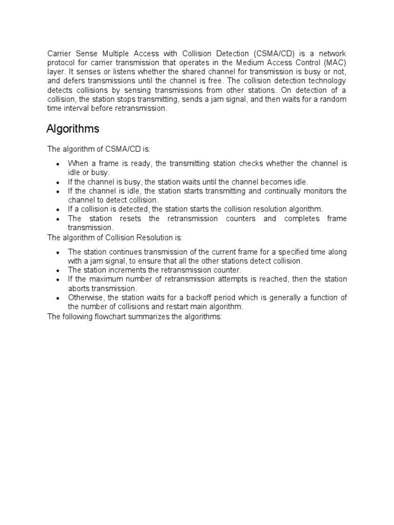 Carrier Sense Multiple Access With Collision Detection | PDF ... Carrier Sense Multiple Access With Collision Detection | PDF ...