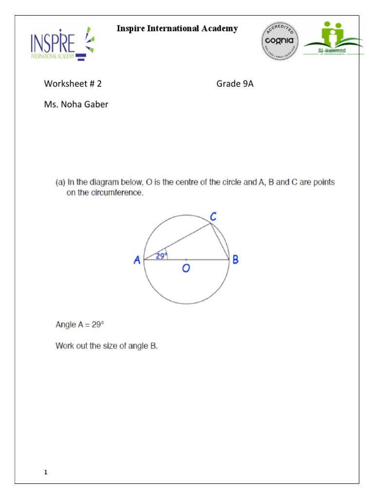 Grade 9A Geometry Worksheet | PDF | Triangle | Angle
