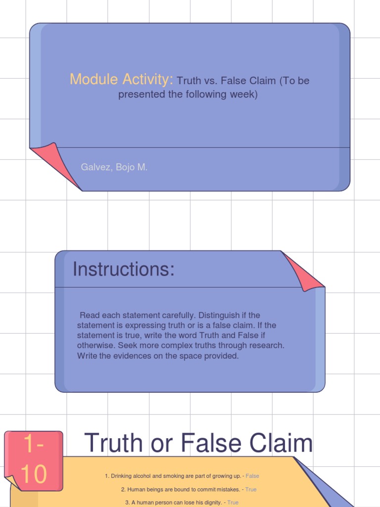 Truth vs. False Claim Young Adult Phase Characteristics | PDF | Truth ...