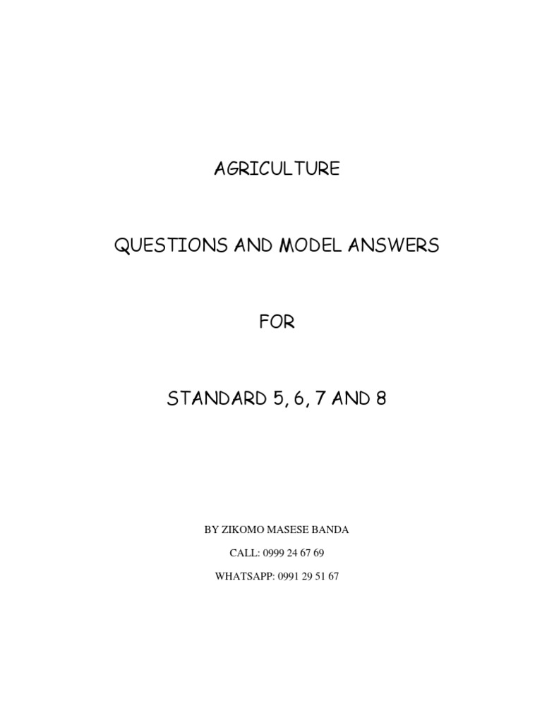 Agricultural Questions and Model Answers for Standards 5, 6, 7 and 8: A ...