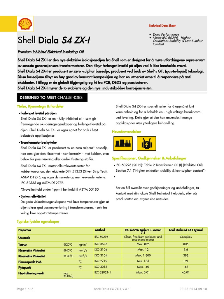Tekniske-Data-Shell Diala S4 ZX-I No TDS | PDF