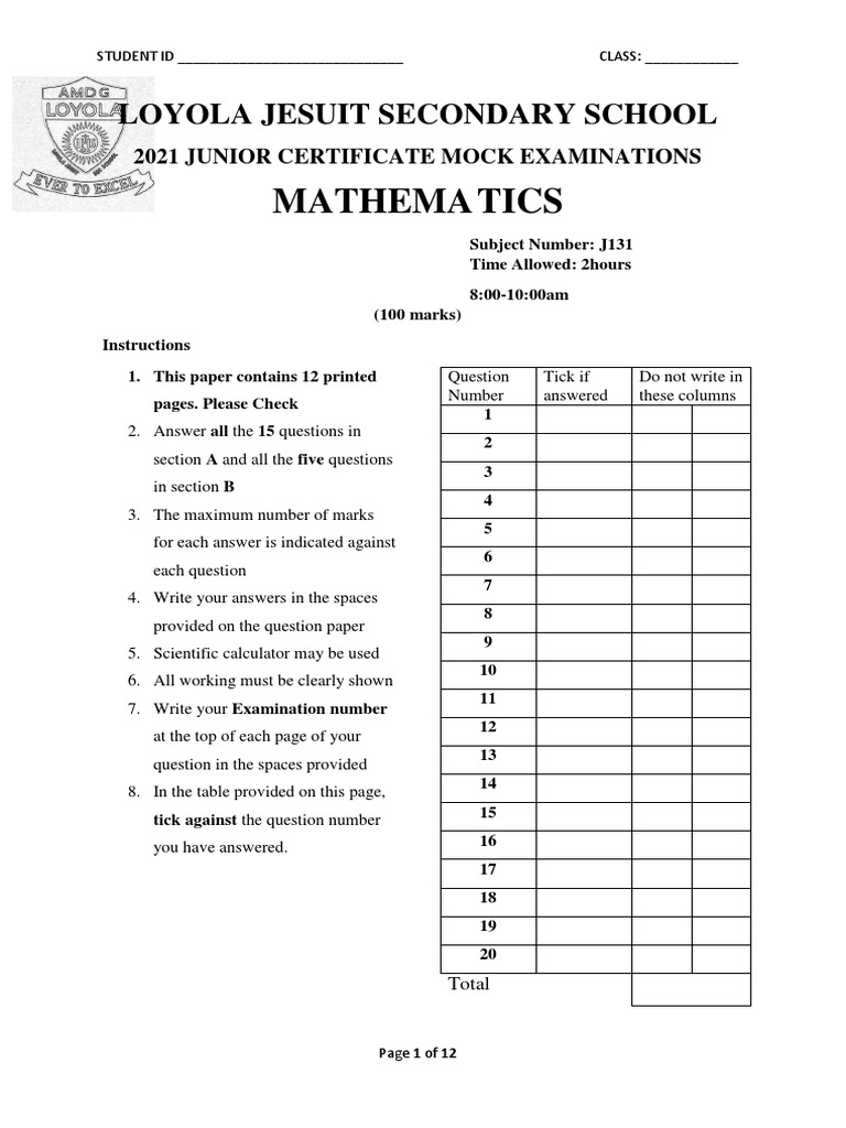 2021 JCE Maths Loyola | PDF | Triangle | Mathematics