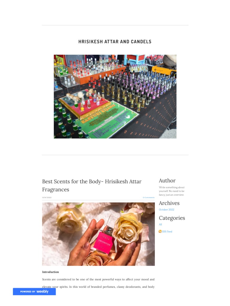 Best Scents For The Body - Hrisikesh Attar Fragrances | PDF | Perfume | Domestic Implements