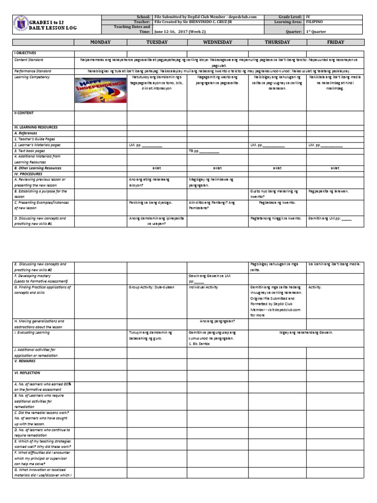 DLL - Filipino 4 - Q1 - W2 | PDF