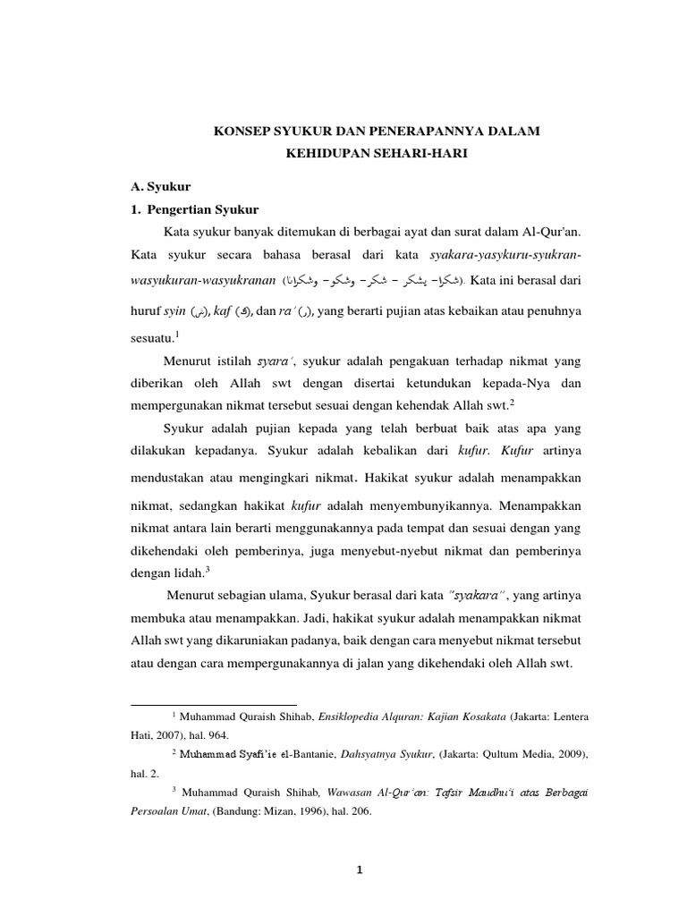 Konsep Syukur Dan Penerapannya Dalam Kehidupan Sehari | PDF