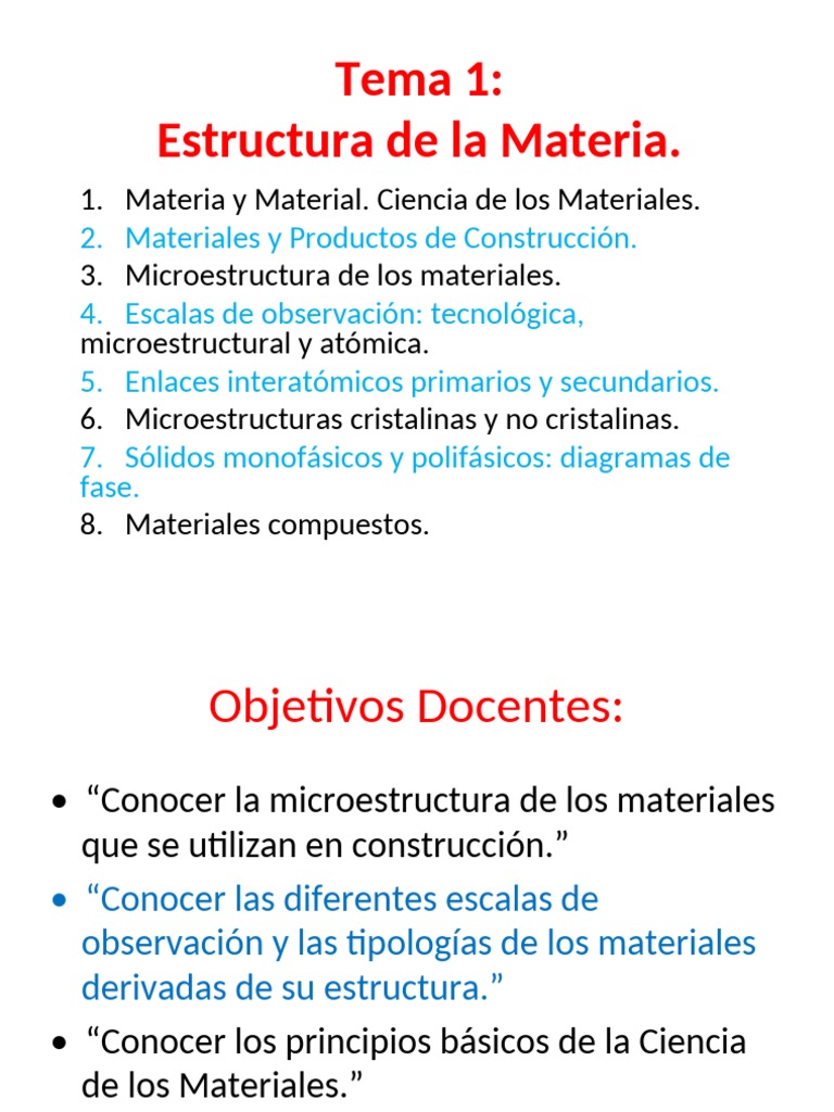TEMA 1, Estructura de La Materia | PDF | Enlace covalente | Sólido
