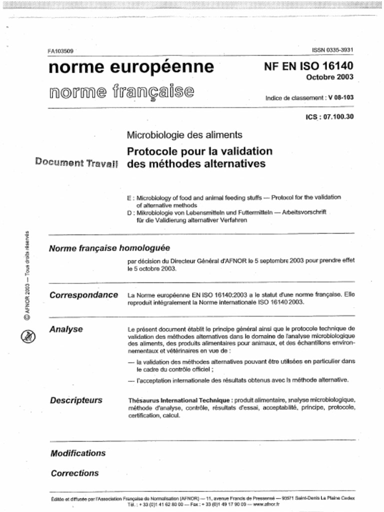 NF en Iso 16140-2003 | PDF