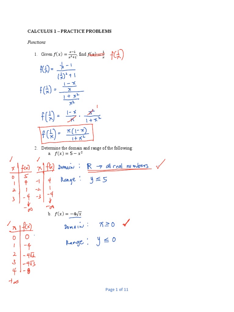 CALCULUS 1. PRACTICE PROBLEMSdocx | PDF | Derivative | Tangent