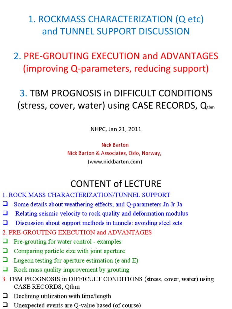 Nick Barton Rockmass Classification | PDF