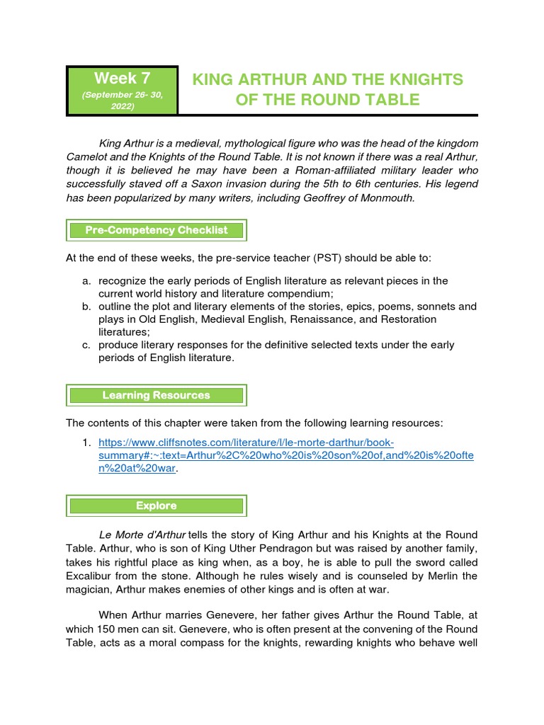 King Arthur and The Knights of The Round Table | PDF