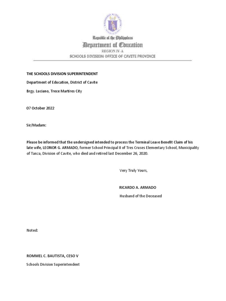 Letter of Intent - Terminal Leave Claims | PDF