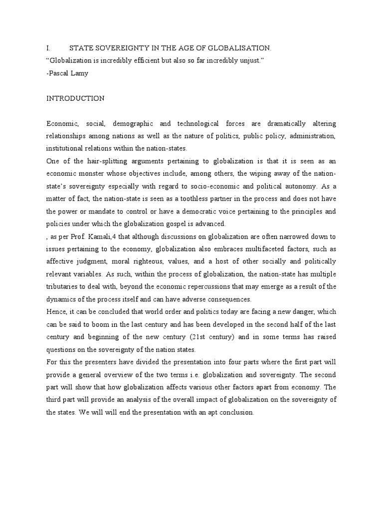 Pol Presentation | PDF | Globalization | Sovereign State