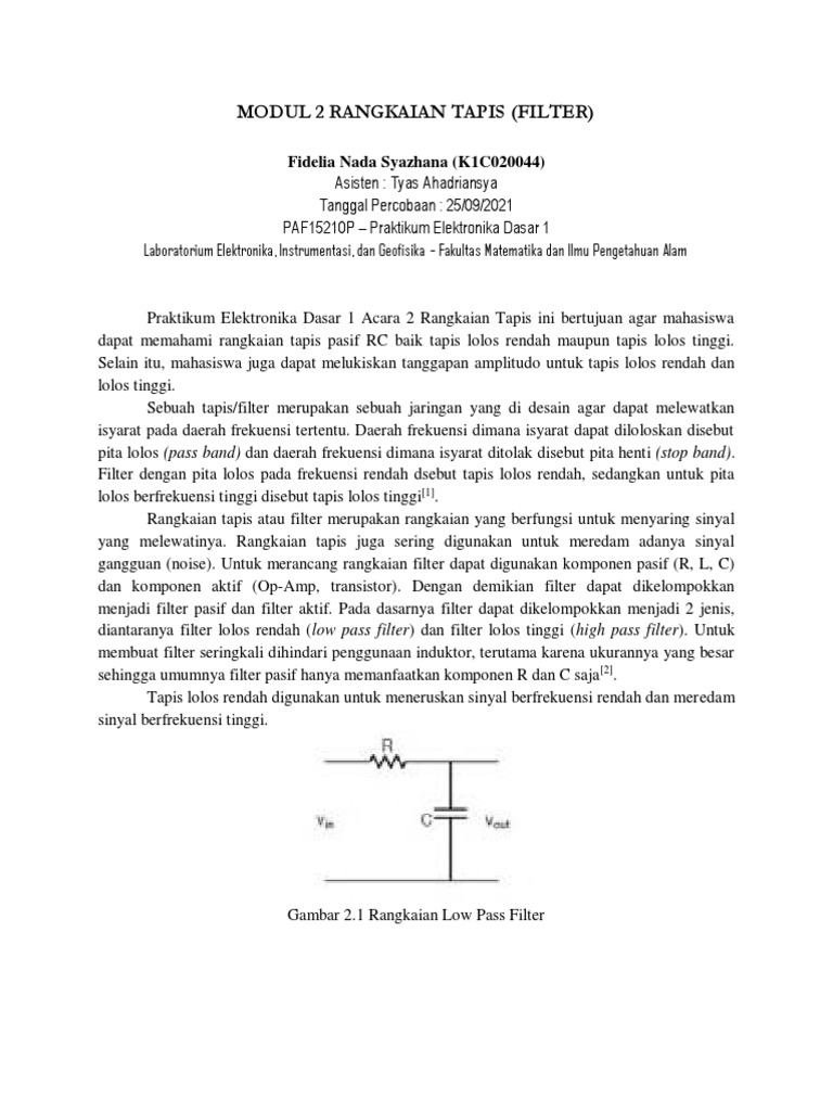 Rangkaian Tapis (Filter) | PDF