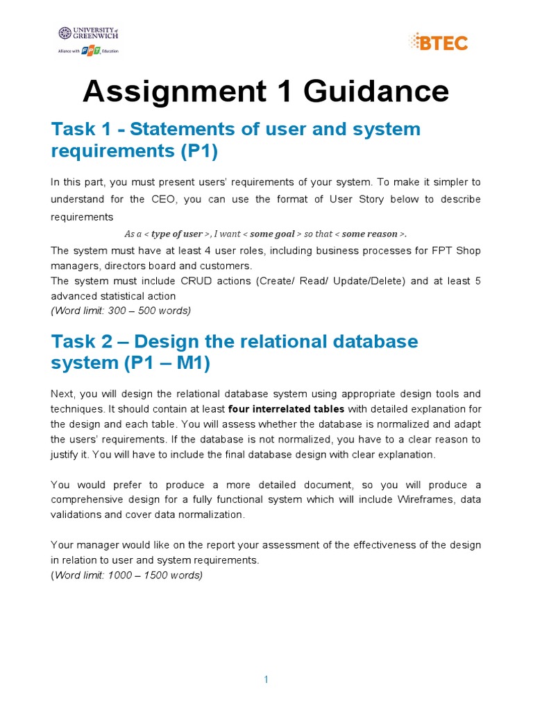 1 - Assignment 1 Guidance | PDF | Business | Computers