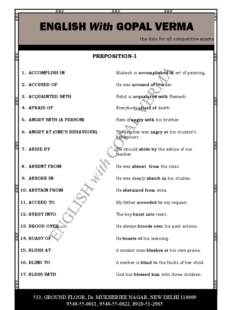 Fixed Preposition | PDF Fixed Preposition | PDF