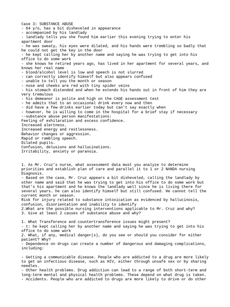 Case 3. Substance Abuse | PDF | Substance Abuse | Diseases And Disorders