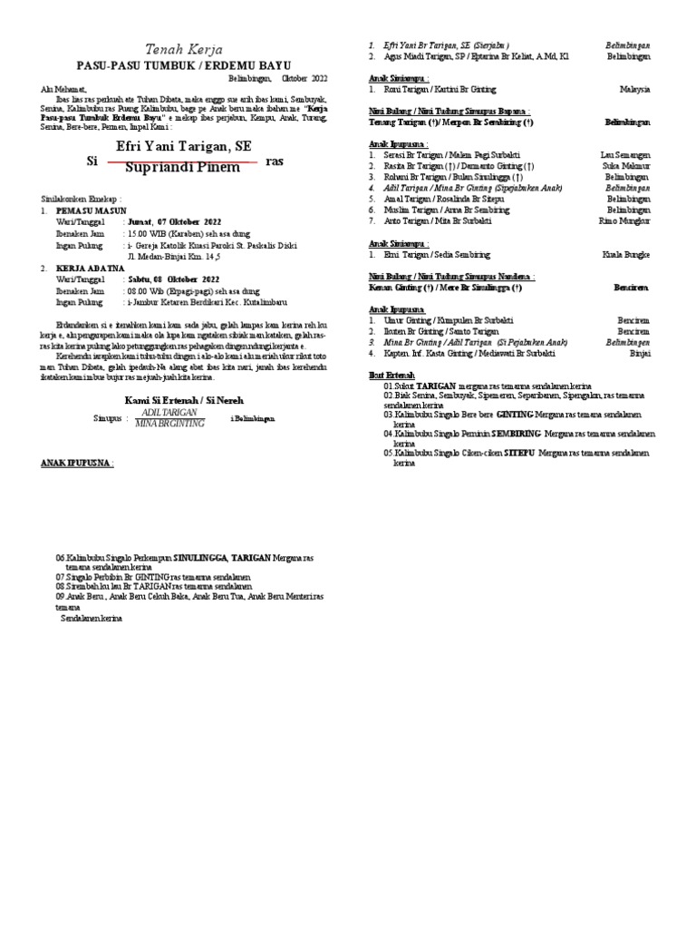 Undangan Efri BR Tarigan B4 | PDF