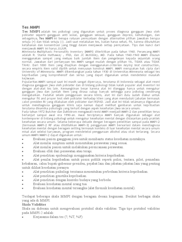 Tes MMPI 1 | PDF