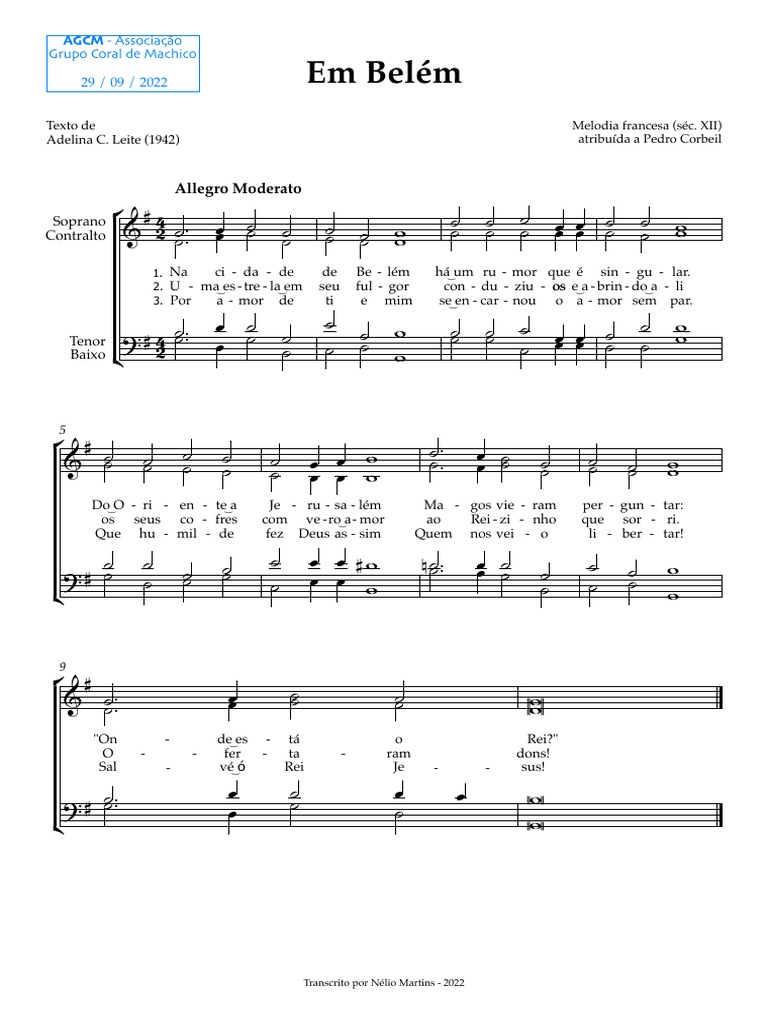 Em Belém - Pedro Corbeil - Coro | PDF