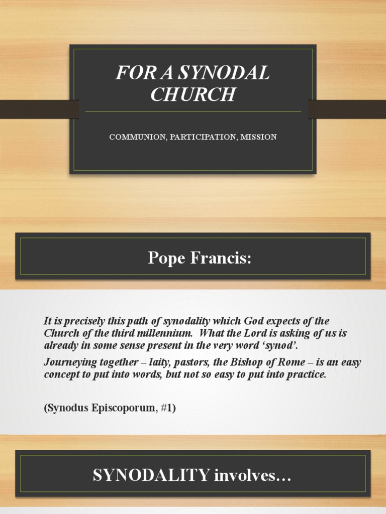 FOR A SYNODAL CHURCH Corrected | PDF | Synod | Catholic Church