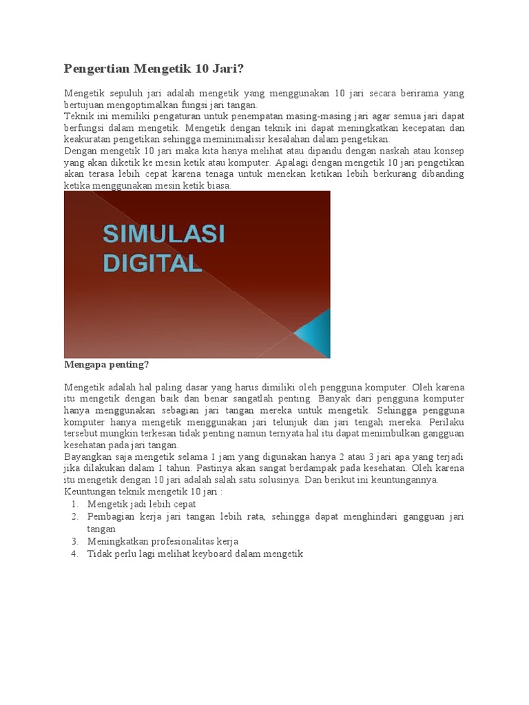Mengetik Dengan 10 Jari | PDF