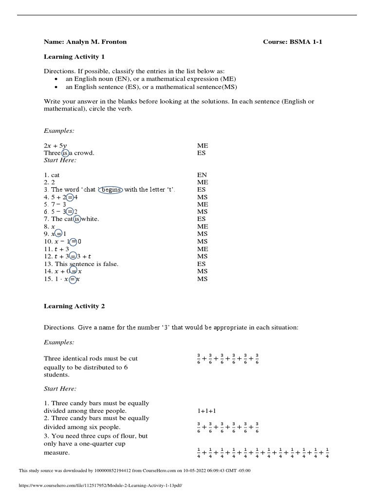 Module 2 Learning Activity 1 13 PDF | PDF