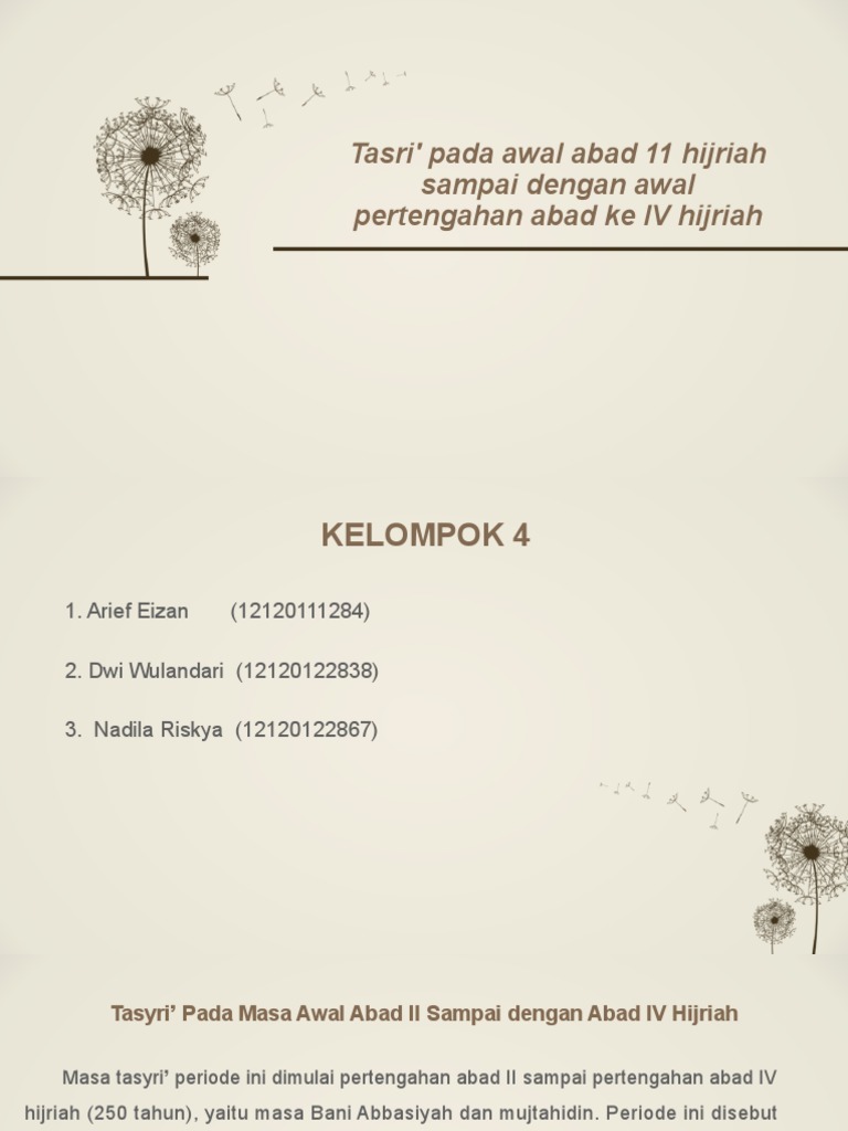 Tarikh Tasyri' - Kel 4 | PDF