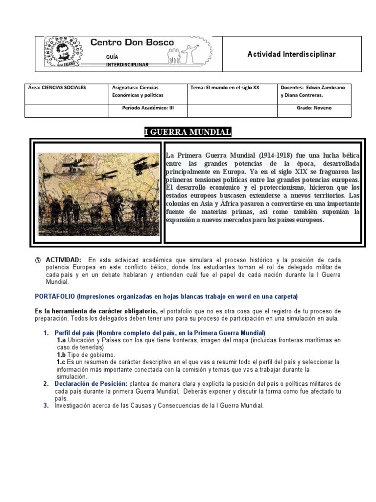Actividad Simulación I Guerra Mundial | PDF | Primera Guerra Mundial ...