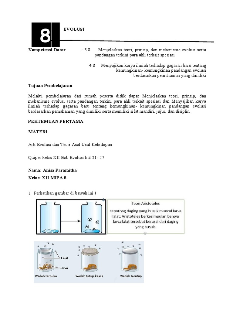 Anisa - LKPD Evolusi 1 | PDF