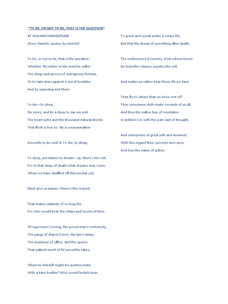 To Be or Not To Be and Vengeance Is Not Ours It's God's Literary Piece ...