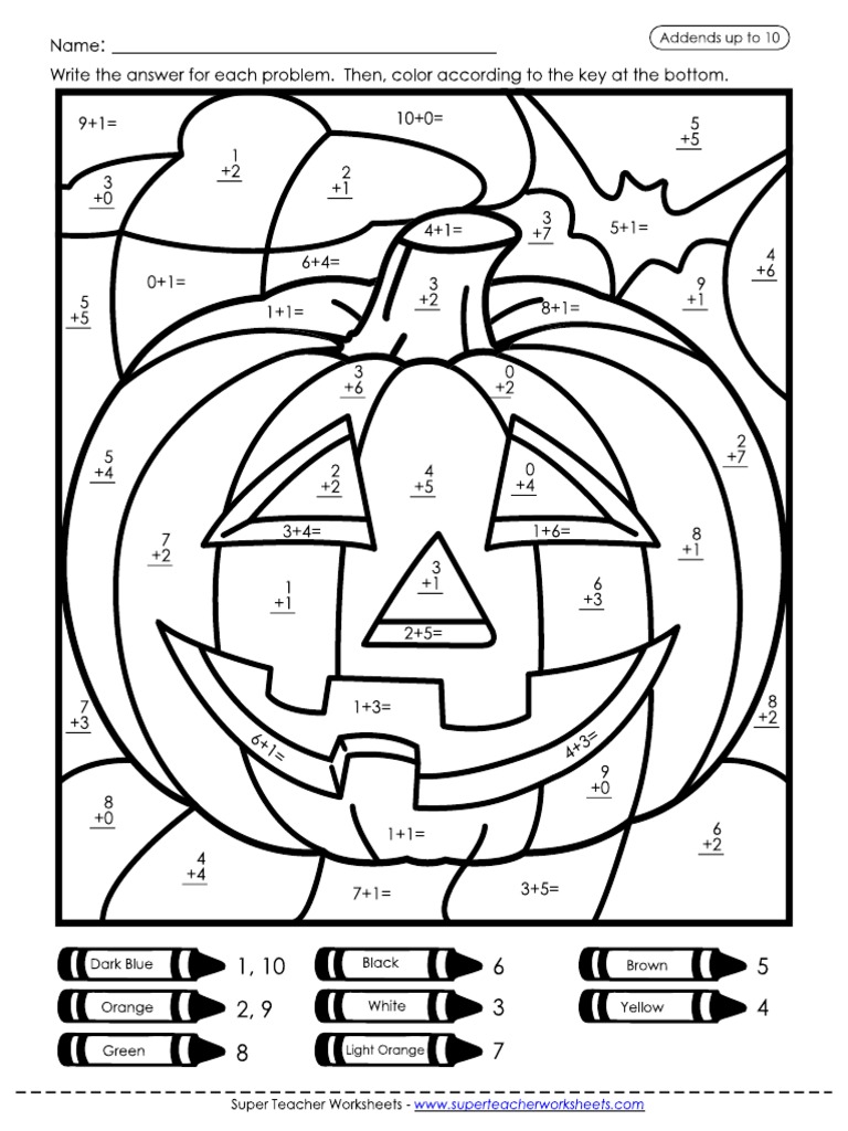 Mystery Picture Addition Halloween Pumpkin - WMFDM | PDF