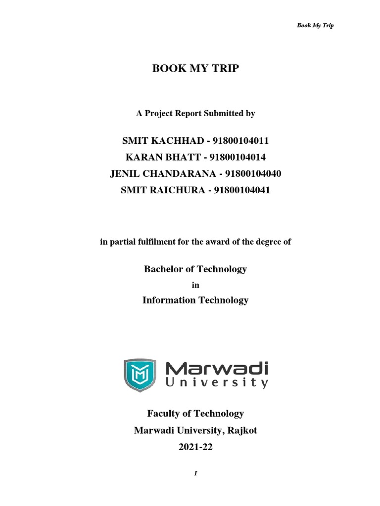 MU TD1 03 Book My Trip Project Report | PDF | Engineering | Design