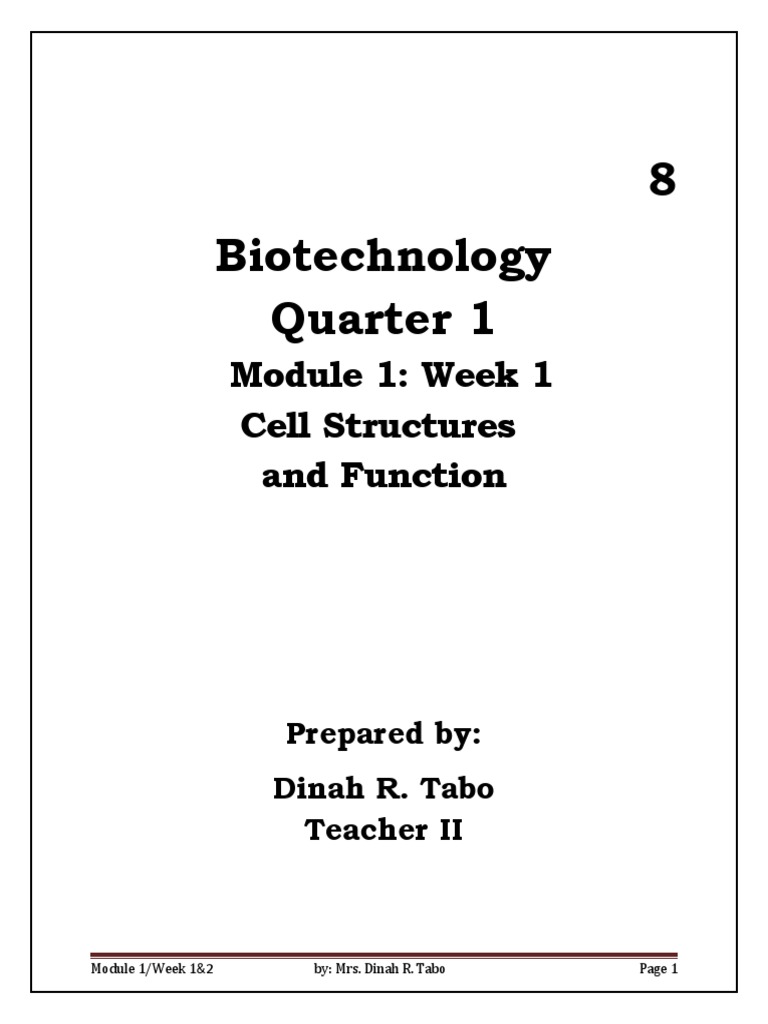 Biotech Module Q1 WEEK 1&2 | PDF | Self-Improvement | Wellness