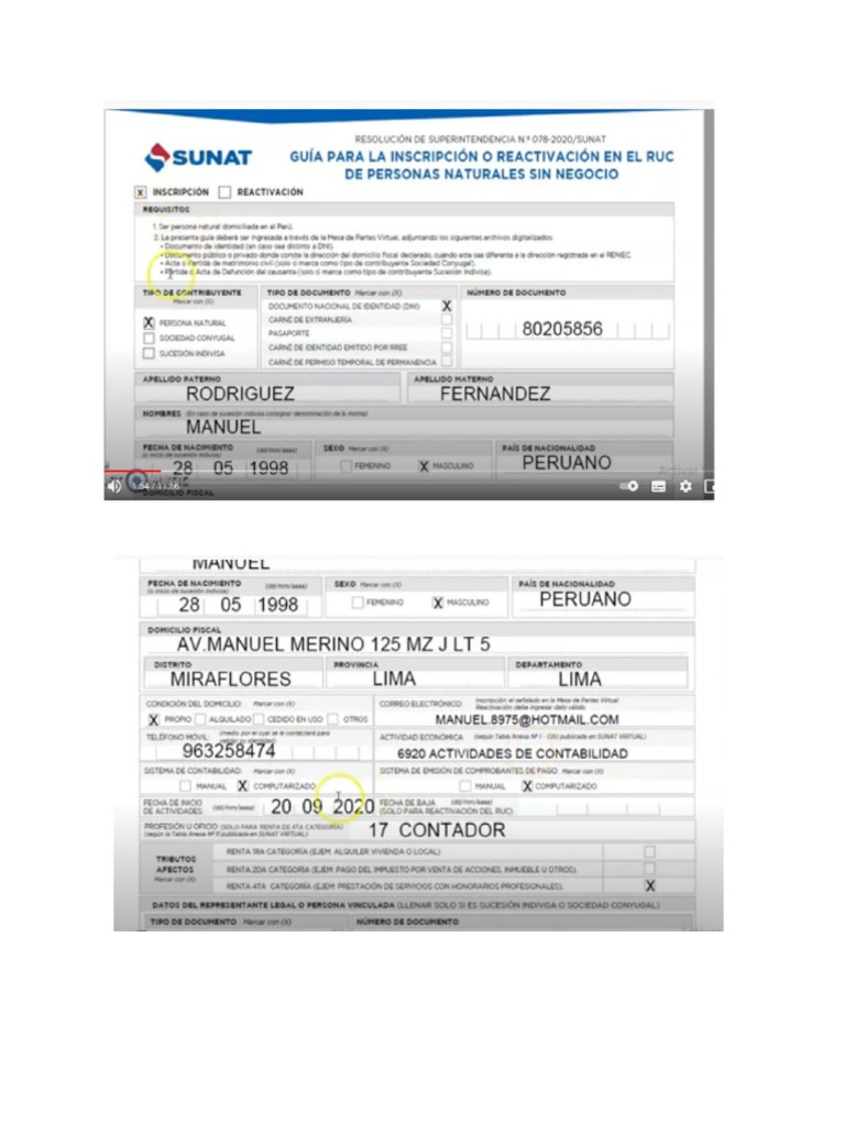 modelo rrellenado sunat | PDF